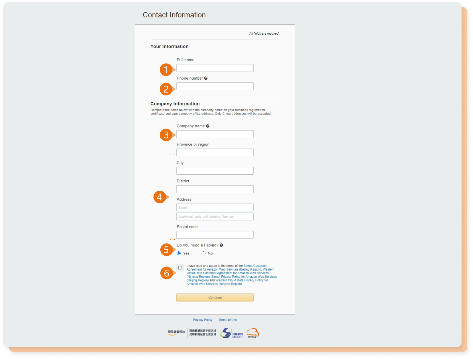 Amazon Web Services China Account Registration Instruction
