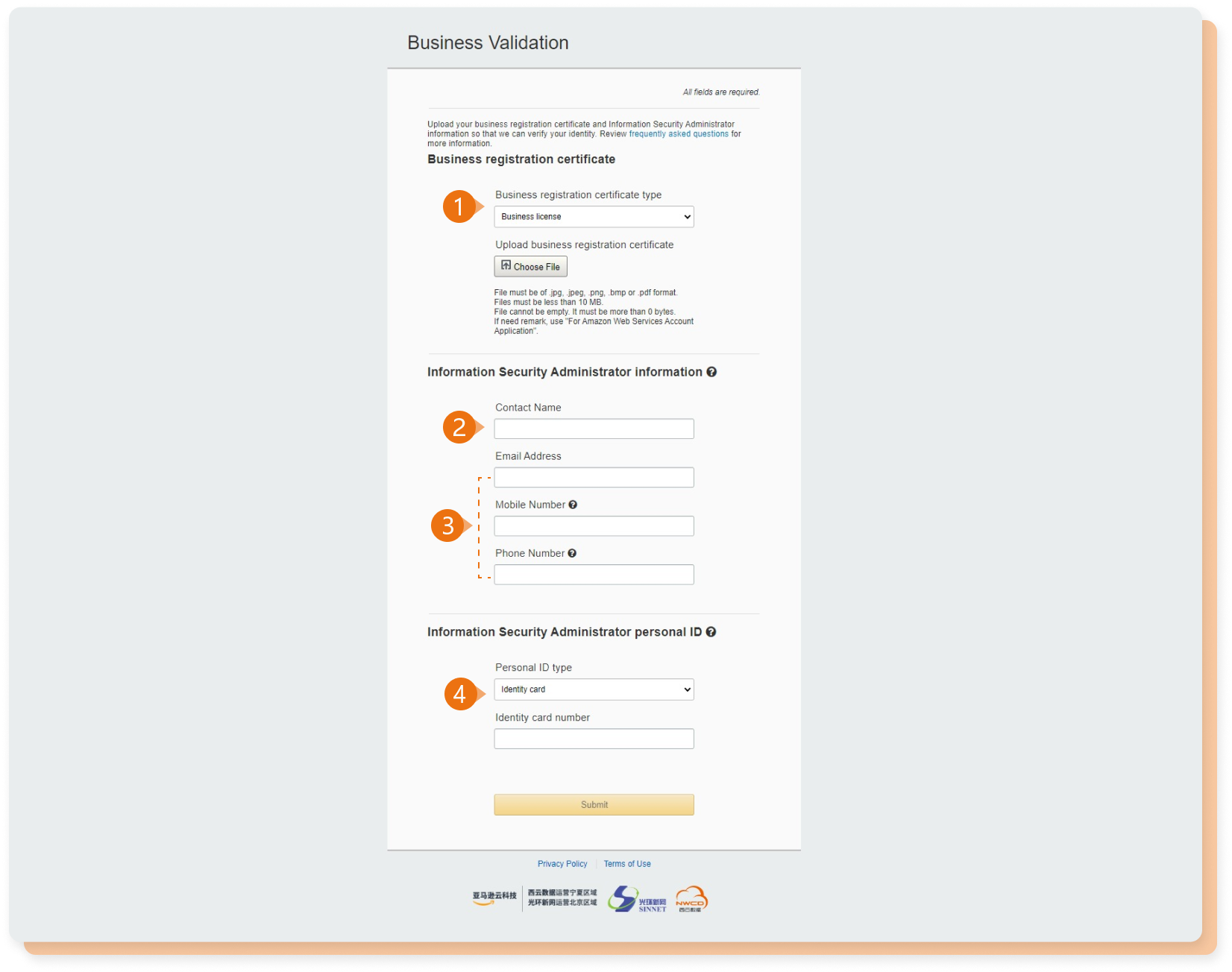 Amazon Web Services China Account Registration Instruction