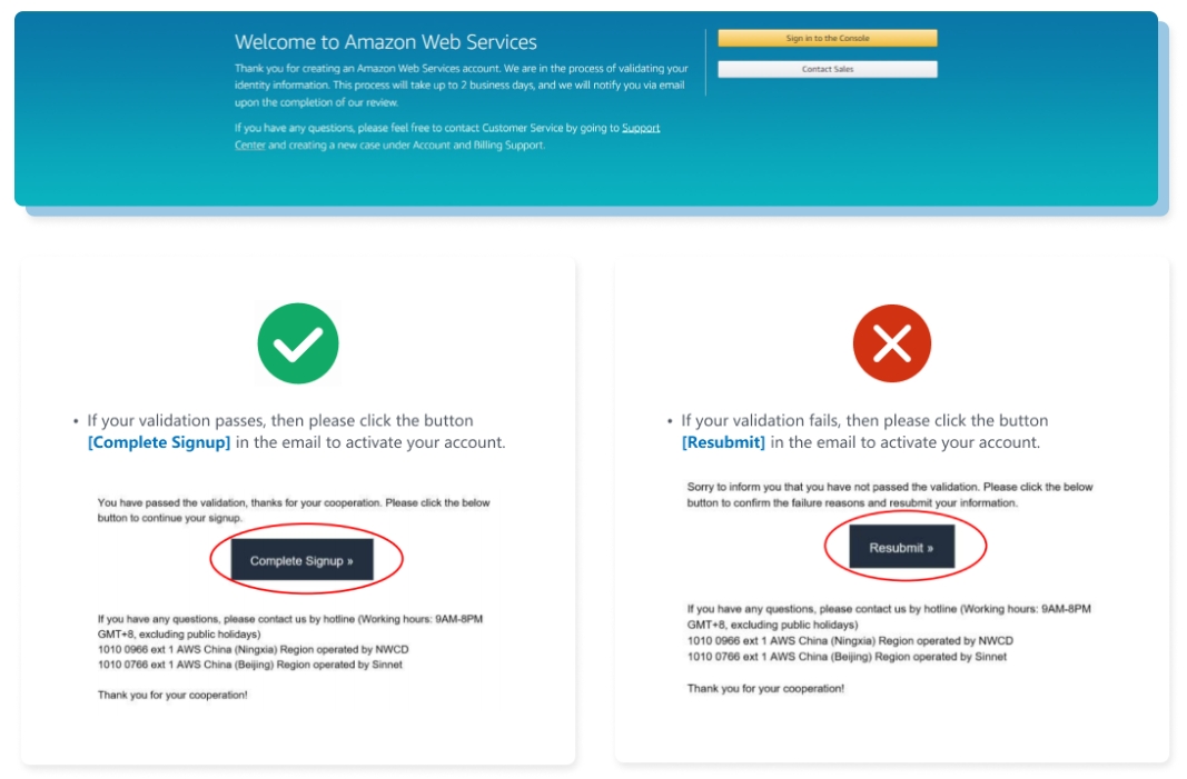 Amazon Web Services China Account Registration Instruction