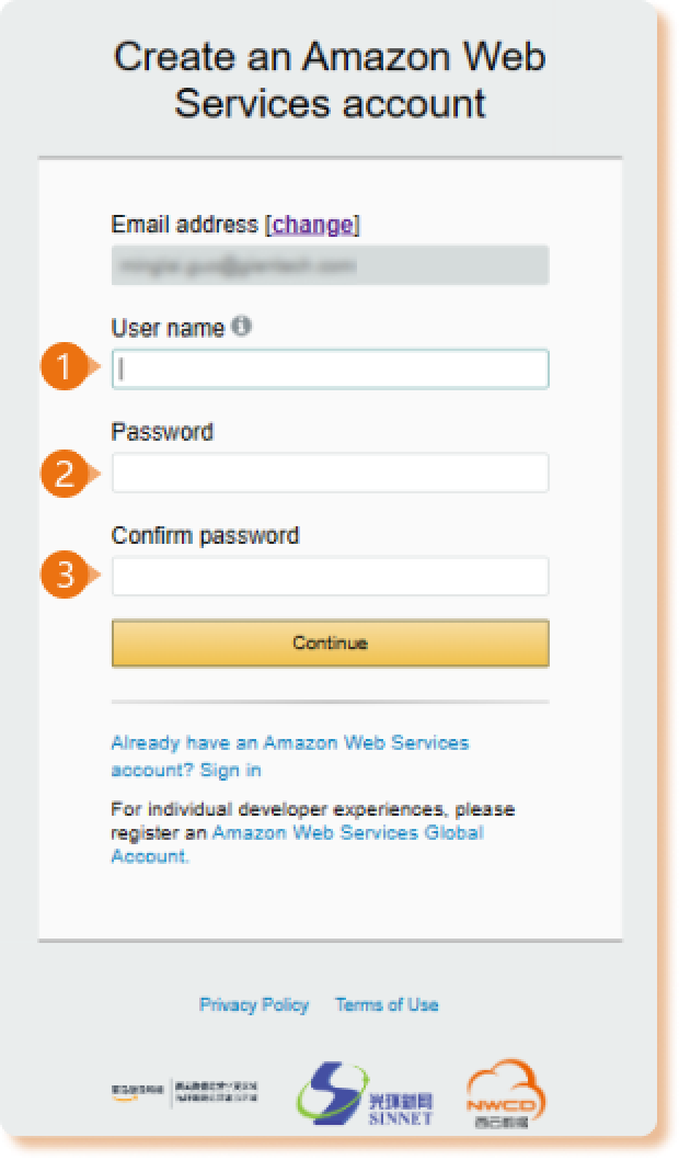 Amazon Web Services China Account Registration Instruction